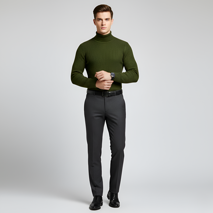 Bellivaro herre rullekrave striktrøje i klassisk pasform
